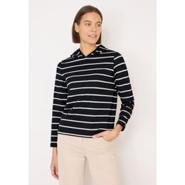 Kapuzenshirt Cecil, Damen, Gr. XS (36), schwarz, Stoff, 80% Viskose, 16% Polyester, 4% Elasthan, gestreift, comfort fit normal, ohne Ausschnitt, abgesteppt, Shirts Kapuzenshirt, aus softem Materialmix