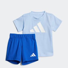 Trainingsanzug adidas Sportswear "I BL T-SET 160", M&auml;dchen, Gr. 62, blau (glow blau, wei&szlig;), Obermaterial: 100% Baumwolle, Sportanz&uuml;ge Trainingsanzug