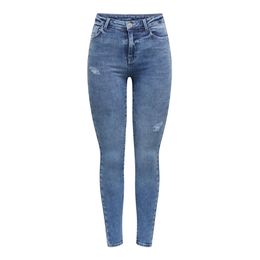 Skinny-fit-Jeans Only "ONLPOWER MID WASIST PUSH UP AZ", Damen, Gr. S, L&auml;nge 32, light blau denim, Denim/Jeans, Obermaterial: 92% Baumwolle, 6% Polyester, 2% Elasthan, Destroyed-Effekte, unifarben, skinny fit normal, Jeans, mit Destroyed-Details