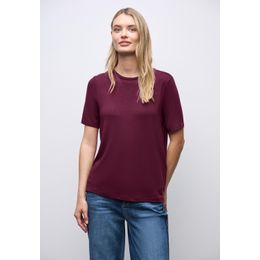 T-Shirt Street One, Damen, Gr. 42, noble rot, Stoff, 95% Viskose, 5% Elasthan, unifarben, normal normal, U-Boot-Ausschnitt, abgesteppt, Shirts T-Shirt, aus strecthigem Viskosematerial