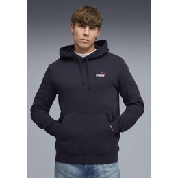 Kapuzensweatshirt Puma "ESS 2 COLOR SMALL NO. 1 LOGO HOODIE FL", Herren, Gr. L, new navy, rot, Fleece, Obermaterial: 66% Baumwolle, 34% Polyester, unifarben, regular fit normal, Sweatshirts, mit verstellbarer Kapuze, mit K&auml;ngurutasche