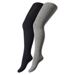 Strumpfhose Camano "ca-soft", Kinder, Gr. 98/104, light grau, navy, Obermaterial: 75% Baumwolle, 22% Polyamid, 3% Elasthan, elastisch, Strumpfhosen Strumpfhose, mit elastischem Bund