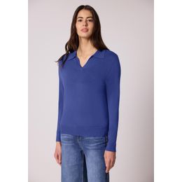 Strickpullover Street One, Damen, Gr. 36, amparo blau, Stoff, 78% Viskose, 22% Polyamid, unifarben, normal normal, V-Ausschnitt, Rippb&uuml;ndchen, Pullover Strickpullover, Feinstrick