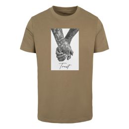 Kurzarmshirt MisterTee "MisterTee Herren Trust 2.0 Tee", Damen, Gr. L, olive, 100% Baumwolle, bedruckt, normal, Rundhals, Shirts