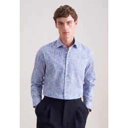 Businesshemd Seidensticker "Schwarze Rose", Herren, Gr. L (42), normale &Auml;rmell&auml;ngen, mittelblau, 100% Baumwolle, bedruckt, slim fit, 2-Knopf-Manschette, Hemden, Slim 1/1 Kentkragen Druck