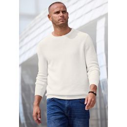 Strickpullover AUTHENTIC LE JOGGER, Herren, Gr. S (44/46), beige (creme), Strick, Obermaterial: 100% Baumwolle, unifarben, regular fit normal, Rundhals, B&uuml;ndchen, Pullover Strickpullover, mit Double-Layer Optik, Pullover aus reiner Baumwolle