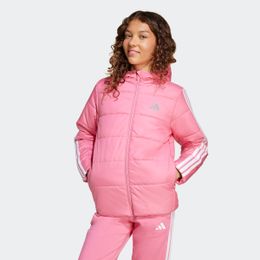 Winterjacke adidas Sportswear "J ESS 3S JKT", Jungen, Gr. 152, pink fusion, wei&szlig;, Obermaterial: 100% Polyester, normal, Jacken Winterjacke