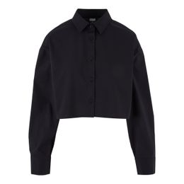 Klassische Bluse Urban Classics "Urban Classics Damen Ladies Cropped Oversized Blouse", Damen, Gr. S, schwarz, 69% Baumwolle, 29% Polyester, 2% Elasthan, Blusen