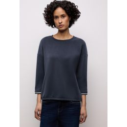 Rundhalsshirt Street One, Damen, Gr. 34, blau (shadowed navy), Stoff, 46% Modal, 46% Polyester, 8% Elasthan, unifarben, normal normal, Rundhals, abgesteppt, Shirts Rundhalsshirt, Rundhalsausschnitt