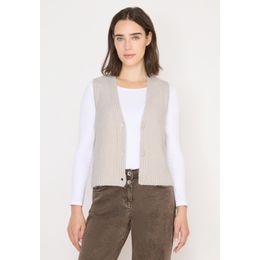 Kurzweste Cecil, Damen, Gr. XL (44), light greige, Stoff, 79% Polyester, 19% Baumwolle, 2% Elasthan, unifarben, normal normal, V-Ausschnitt, Westen, mit V-Ausschnitt