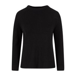 Rundhalspullover Urban Classics "Urban Classics Damen Ladies Rib Knit Sweater", Damen, Gr. M, schwarz, 50% Polyacryl, 50% Baumwolle, unifarben, loose fit, Rundhals, Pullover Rundhalspullover