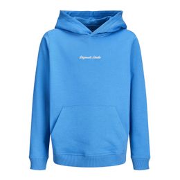 Jack & Jones Kapuzensweatshirt JACK & JONES JUNIOR "JORNORREBRO EMB SWEAT HOOD NOOS JNR", Jungen, Gr. 164, marina, angeraute Sweatware, Obermaterial: 89% Baumwolle, 11% Polyester, unifarben, relaxed fit normal, ohne Ausschnitt, Rippb&uuml;ndchen, Sweatshirts