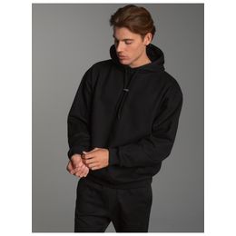 Kapuzensweatshirt TRIGEMA "TRIGEMA Hoodie mit modischem Logo-Weblabel", Herren, Gr. XXL, schwarz, 70% Baumwolle, 30% Polyester, Basic, Sweatshirts