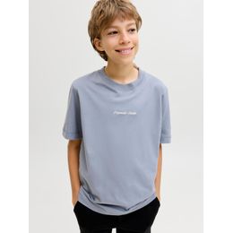 Jack & Jones T-Shirt JACK & JONES JUNIOR "JORNORREBRO EMB TEE SS CN NOOS JNR", Jungen, Gr. 140, tradewinds, Shirts T-Shirt, Baumwolle, relaxed fit, Kurzarm
