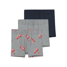Trunk name it "NMMTIGHTS 3P GREY FIRETRUCK NOOS", Jungen, Gr. 110, 3 Stk., grau melange, Jersey, Obermaterial: 95% Baumwolle, 5% Elasthan, bedruckt, unifarben, eng, Unterhosen