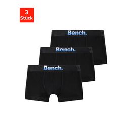 Boxer Bench. "Boxershorts f&uuml;r Jungen", Jungen, Gr. 134/140, 3 Stk., schwarz, Jersey, Obermaterial: 90% Baumwolle, 10% Elasthan (LYCRA), unifarben, k&ouml;rpernah, Unterhosen, mit modernem Markenlogo vorn