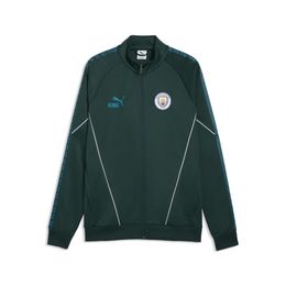 Sweatjacke Puma "Manchester City KING Anthem Jacke Herren", Herren, Gr. M, gr&uuml;n terrain tropical blau, Obermaterial: 37% Baumwolle, 63% Polyester; Taschenfutter: 100% Polyester; Rippe: 93% Polyester, 7% Elasthan; Besatz: 100% Polyester, Sweatjacken Sweatjacke
