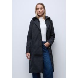 Langmantel Street One, Damen, Gr. 34, obsidian blau, Stoff, Obermaterial: 100% Polyester. Untermaterial: 100% Polyester. Futter: 100% Polyester, unifarben, normal kniebedeckend, V-Ausschnitt, abgesteppt, M&auml;ntel, mit Kapuze mit Tunnelzugband