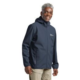 Softshelljacke Jack Wolfskin "BORNBERG HOODY M", Herren, Gr. M (50), blau (midnightsky), Obermaterial: 100% Polyester, Jacken Softshelljacke