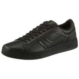 Sneaker BOSS Orange "Rhys_Tenn", Herren, Gr. 43, schwarz, Lederimitat, unifarben, Schuhe Sneaker, Freizeitschuh, Halbschuh, Schn&uuml;rschuh mit Ziern&auml;hten