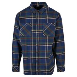 Langarmhemd Urban Classics "Urban Classics Herren Checked Mountain Shirt", Herren, Gr. L, US-Gr&ouml;&szlig;en, dunkelblau, bottlegr&uuml;n, 100% Baumwolle, Hemden