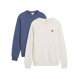 Sweatshirt bonprix, Herren, Gr. 52/54 (L), blau (indigo meliert, natur meliert), Obermaterial: 60% Baumwolle, 40% Polyester, regular fit, Rundhals, Sweatshirts Sweatshirt, Regular Fit, unifarben, aus Baumwolle und Polyester