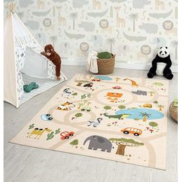 Teppich the carpet "Happy Life", beige, B:120cm H:4mm L:160cm, Polyester, Teppiche, Teppich, Life Kinderzimmer Teppich Spielteppich pflegeleicht, Topseller