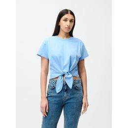 LEGER Damen T-Shirt "Tessy, LeGer by Lena Gercke"blau, Gr. 42, unifarben, Jersey, Obermaterial: 100% Baumwolle, Shirts, mit Knoten-Detail, cropped