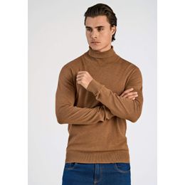 Rollkragenpullover LINDBERGH "LINDBERGH Rollkragenpull", Herren, Gr. M, dk camel mel, Obermaterial: 80% Viskose, 20% Nylon, hoch geschlossener Ausschnitt, Pullover Rollkragenpullover