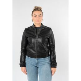 Lederjacke Mauritius "MWAshli", Damen, Gr. S (36), schwarz, Obermaterial: 100% Schafsleder. Futter: 100% Polyester. &Auml;rmelfutter: 100% Polyester, unifarben, regular fit normal, elastischer Bund, Jacken, Blouson mit elastischen B&uuml;ndchen