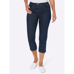 3/4-Jeans Classic Basics, Damen, Gr. 52, Normalgr&ouml;&szlig;en, blau (dunkelblau, denim), 81% Baumwolle, 17% Polyester, 2% Elasthan, unifarben, 3/4-L&auml;nge, Jeans