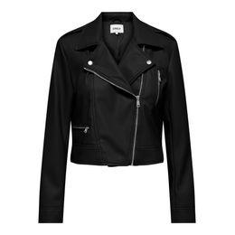 Lederimitatjacke Only "ONLCARMEN FAUX LEATHER BIKER CC OTW", Damen, Gr. XL, schwarz, Web, Obermaterial: 100% Polyester, unifarben, figurbetont kurz, V-Ausschnitt, Jacken, mit asymmetrischem Rei&szlig;verschluss
