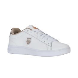 Sneaker K-Swiss "COURT SHIELD II", Damen, Gr. 37, wei&szlig; (wei&szlig;, leo, wei&szlig;), Leder, Schuhe Sneaker