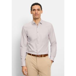 Businesshemd OLYMP "OLYMP No. Six 24/Seven, super slim, Modern Kent", Herren, Gr. 38, Normaler Arm, beige, 64% Baumwolle, 27% Polyester, 9% Elasthan, Hemden