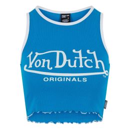Muskelshirt Von Dutch "Von Dutch ASHLEY TOPS", Damen, Gr. S, lightblau, 96% Baumwolle, 4% Elasthan, bedruckt, normal, Rundhals, Shirts