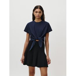 T-Shirt LEGER "Tessy, LeGer by Lena Gercke", Damen, Gr. 42, navy, Jersey, Obermaterial: 100% Baumwolle, unifarben, taillenlang, Rundhals, Shirts T-Shirt, mit Knoten-Detail, cropped