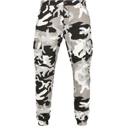 Cargohose Urban Classics "Urban Classics Herren Camo Cargo Jogging Pants 2.0", Herren, Gr. 28, Normalgr&ouml;&szlig;en, snow camo, 98% Baumwolle, 2% Elasthan, loose fit, Hosen Cargohose