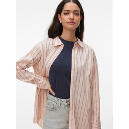 V&eacute;ro Moda Hemdbluse VERO MODA "VMELINA LS SHIRT WVN NOOS", Damen, Gr. L, chintz rose stripes:ella stripe, Web, Obermaterial: 100% Baumwolle, gestreift, bequem Po-bedeckend, 2-Knopf-Manschette mit Schlitz, Blusen Hemdbluse, Baumwolle