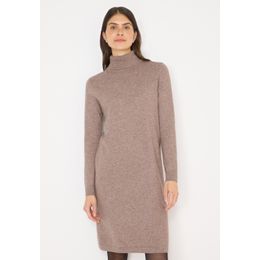 Strickkleid Cecil, Damen, Gr. XXL (46), US-Gr&ouml;&szlig;en, chocolate mousse melange, Web, 33% Polyester, 31% Polyacryl, 24% Baumwolle, 12% Nylon, meliert, comfort fit knieumspielend, hoch geschlossener Ausschnitt, B&uuml;ndchen, Kleider Strickkleid, knielang