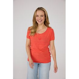 LIEBLINGSST&Uuml;CK T-Shirt LIEBLINGSST&Uuml;CK "CiaEp", Damen, Gr. XXL (44), rot (bright rot), Jersey, Obermaterial: 100% Baumwolle, meliert, regular fit taillenbedeckt, Rundhals, Shirts T-Shirt, mit Logo-Print
