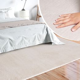 Teppich MERINOS "Loft 37, Kunstfellteppich", beige (creme), B:120cm H:16mm L:160cm, Polyester, Teppiche, Teppich, weich und kuschelig, Fell Haptik, Anti-Rutsch-Unterseite