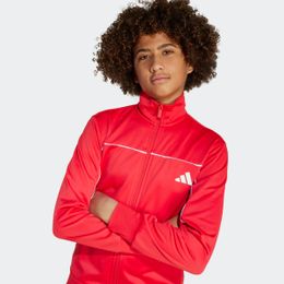 Trainingsanzug adidas Sportswear "J CP TR TS", Jungen, Gr. 164, rot (pure ruby, wei&szlig;), Obermaterial: 100% Polyester, Sportanz&uuml;ge Trainingsanzug, f&uuml;r Kinder und Teens, zweiteiliges Set, mit Stehkragen