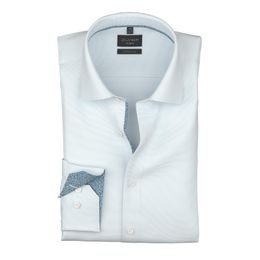 Langarmhemd OLYMP "No 6 six", Herren, Gr. 39, N-Gr, bleu, Web, Obermaterial: 97% Baumwolle, 3% Elastolefin, unifarben, sehr schmal normal, 2-Knopf-Manschette, Hemden, super slim, Kentkragen, Businesshemd