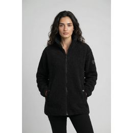 Fleecejacke Icepeak "Icepeak PARACHUTE", Damen, Gr. M, basic schwarz, Obermaterial: 100% Polyester, Jacken Fleecejacke, sportlicher Stil, mit Stehkragen, mit zwei Vordertaschen mit Kn&ouml;pfen