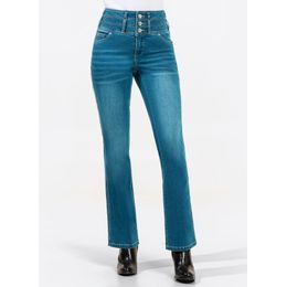 5-Pocket-Jeans Inspirationen, Damen, Gr. 19, Kurzgr&ouml;&szlig;en, blau (blau, stone, washed), 56% Baumwolle, 19% Polyester, 14% Lyocell, 10% Viskose, 1% Elasthan, unifarben, lang, Jeans 5-Pocket-Jeans