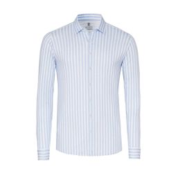 Langarmhemd DESOTO "Casual Kent 1/1", Herren, Gr. L, N-Gr, light blau stripes, Jersey, Obermaterial: 100% Baumwolle, gestreift, slim fit normal, Manschette, Hemden, Businesshemd, Kentkragen, Jersey, schmale Form