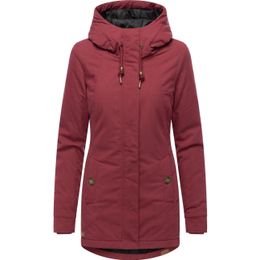 Winterjacke Ragwear "Monadena Parka YOUMODO", Damen, Gr. 5XL (50), weinrot, Obermaterial: 68% Baumwolle, 32% Nylon; Innenfutter: 100% Polyester; Wattierung: 100% Polyester, figurbetont Po-bedeckend, hoch geschlossener Ausschnitt, verstellbar Rippstrickb&uuml;ndchen mit Druckknopf, Jacken Winterjacke, Warmer Kurzmantel mit Kapuze