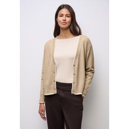 Cardigan Street One, Damen, Gr. 36, sanded beige meliert, Stoff, 30% Polyester, 29% Polyacryl, 21% Viskose, 20% Nylon, unifarben, normal normal, V-Ausschnitt, Rippb&uuml;ndchen, Strickjacken, mit V-Ausschnitt