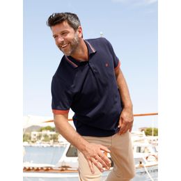 Kurzarmshirt Marco Donati "Kurzarm-Poloshirt", Herren, Gr. 48/50, marine, 100% Baumwolle, gemustert, gestreift, unifarben, Shirts