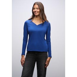Langarmshirt Street One, Damen, Gr. 34, amparo blau, Web, Obermaterial: 50% Baumwolle, 50% Modal; Futter: 100% Baumwolle, unifarben, normal normal, Rundhals, abgesteppt, Shirts Langarmshirt, im soften Baumwoll-Mix